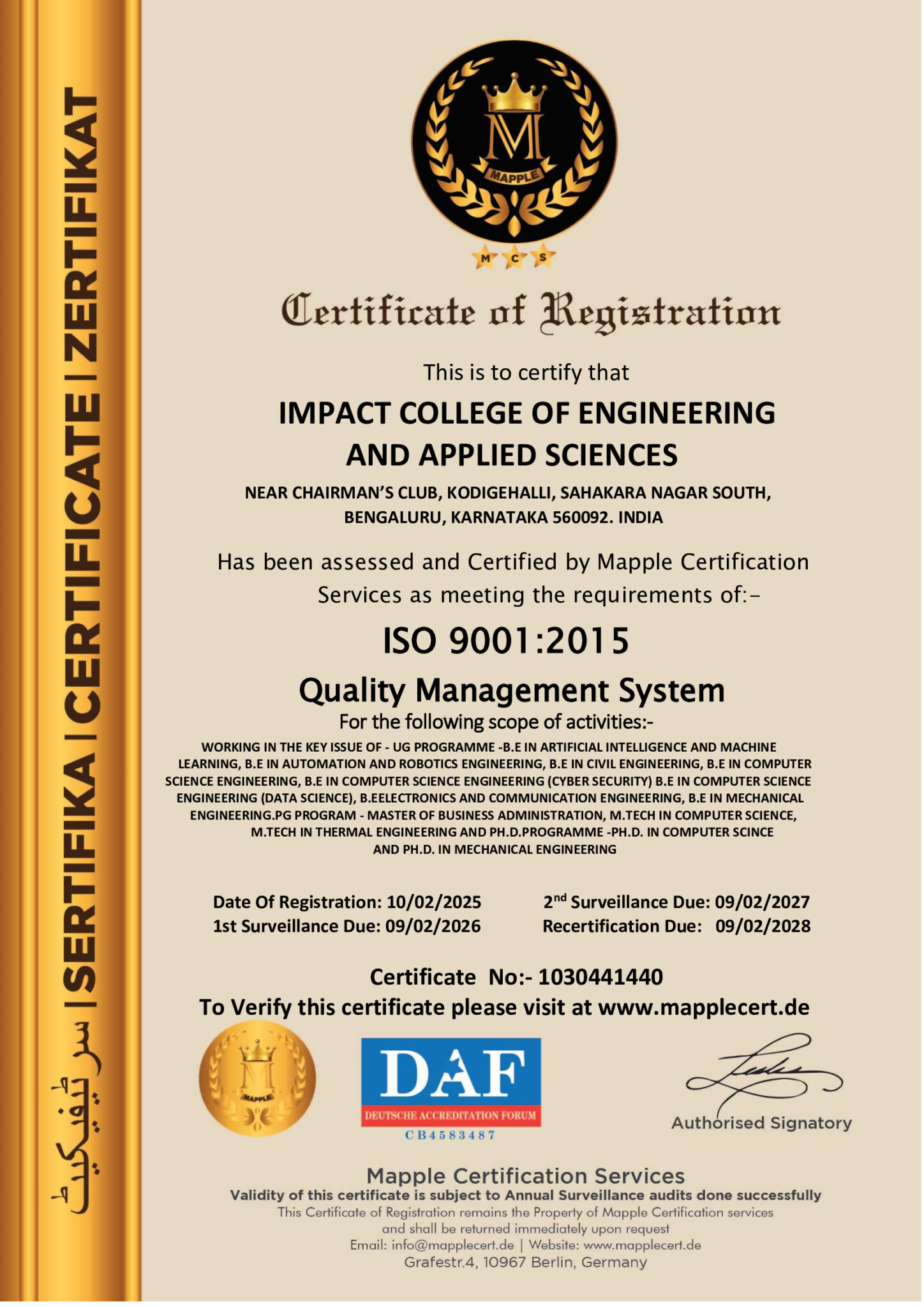 Certifications - ICEAS